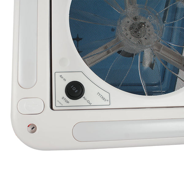 12V Shower Roof Vent with LED Light – Tinted Lid | Fits 25–65mm Roofs