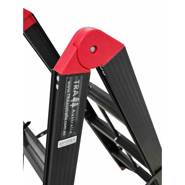 TRA Black 4 step aluminium collapsible box ladder with carry bag