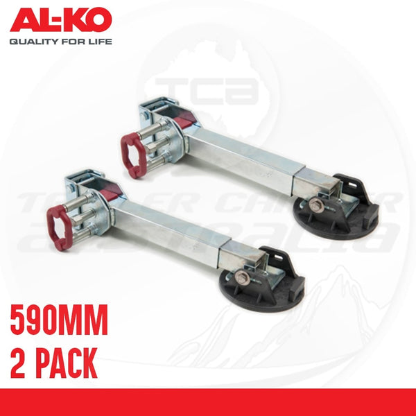 2x Alko 590mm Drop Down Corner Steady Stabiliser Leg Big Foot AL-KO