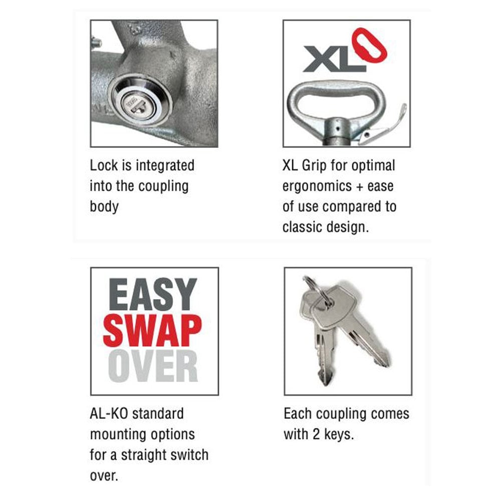 Alko 3.5T Electric Coupling 4 Hole 50mm Ball Lockable with Ratchet Park ...