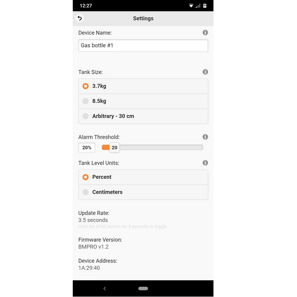 BMPRO SmartSense - Single Gas Bottle Level Monitor & App. Smartsense