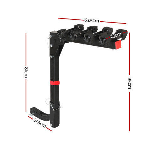 Giantz 4 Bicycle Bike Carrier Rack Car 2" Hitch Mount Foldable Black ...