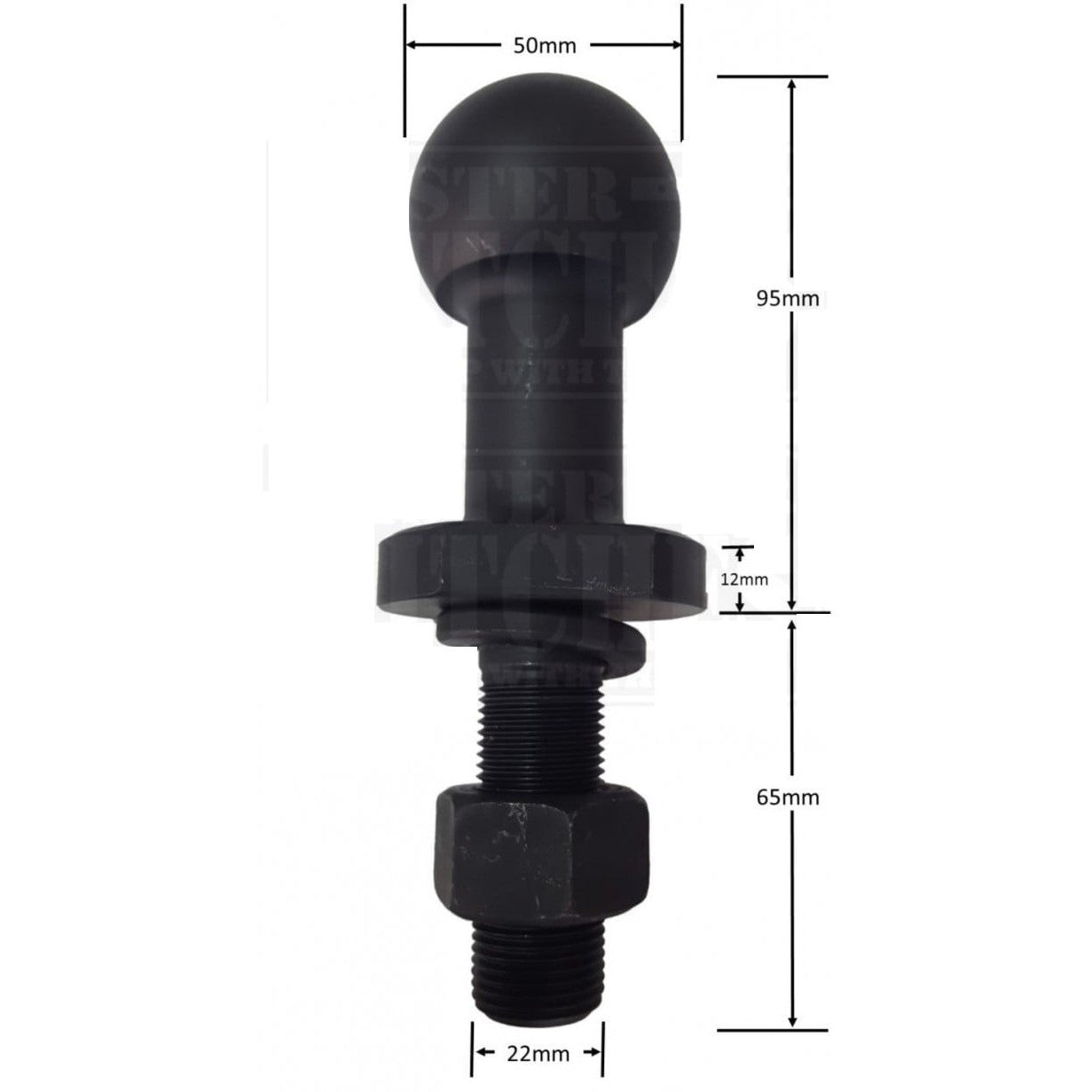 3.5T 50mm Hi-Rise Tow Ball Black Oxide 7/8" Shank MISTER HITCHES