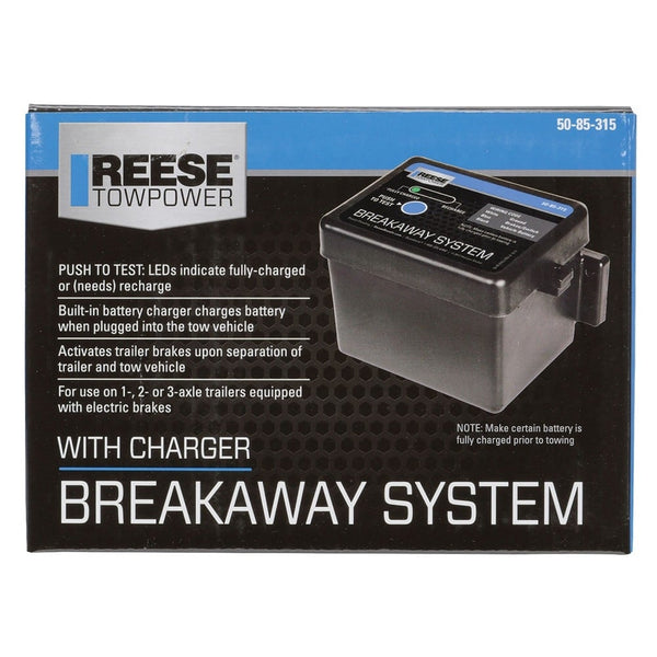 Reese Breakaway Battery Box System Integrated Battery Charger Push to ...