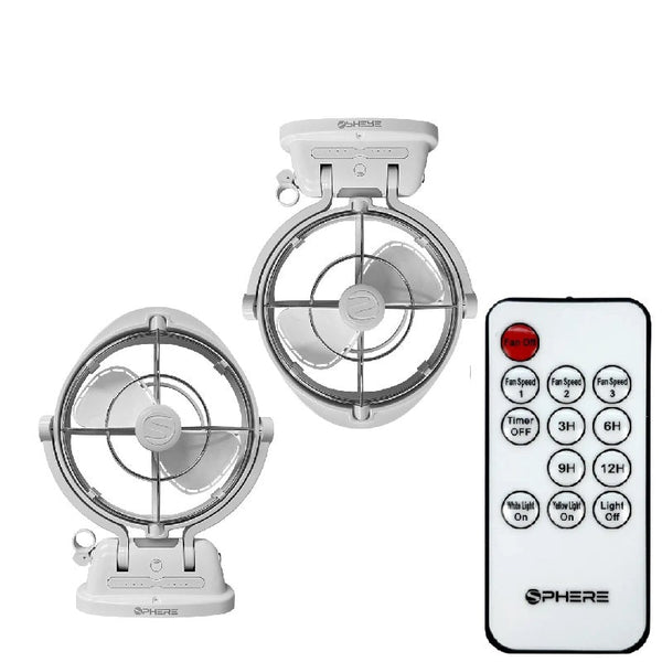 Sphere VIENTO White Twin Pack – USB-A & C Fan Light Combo | 12/24V ...